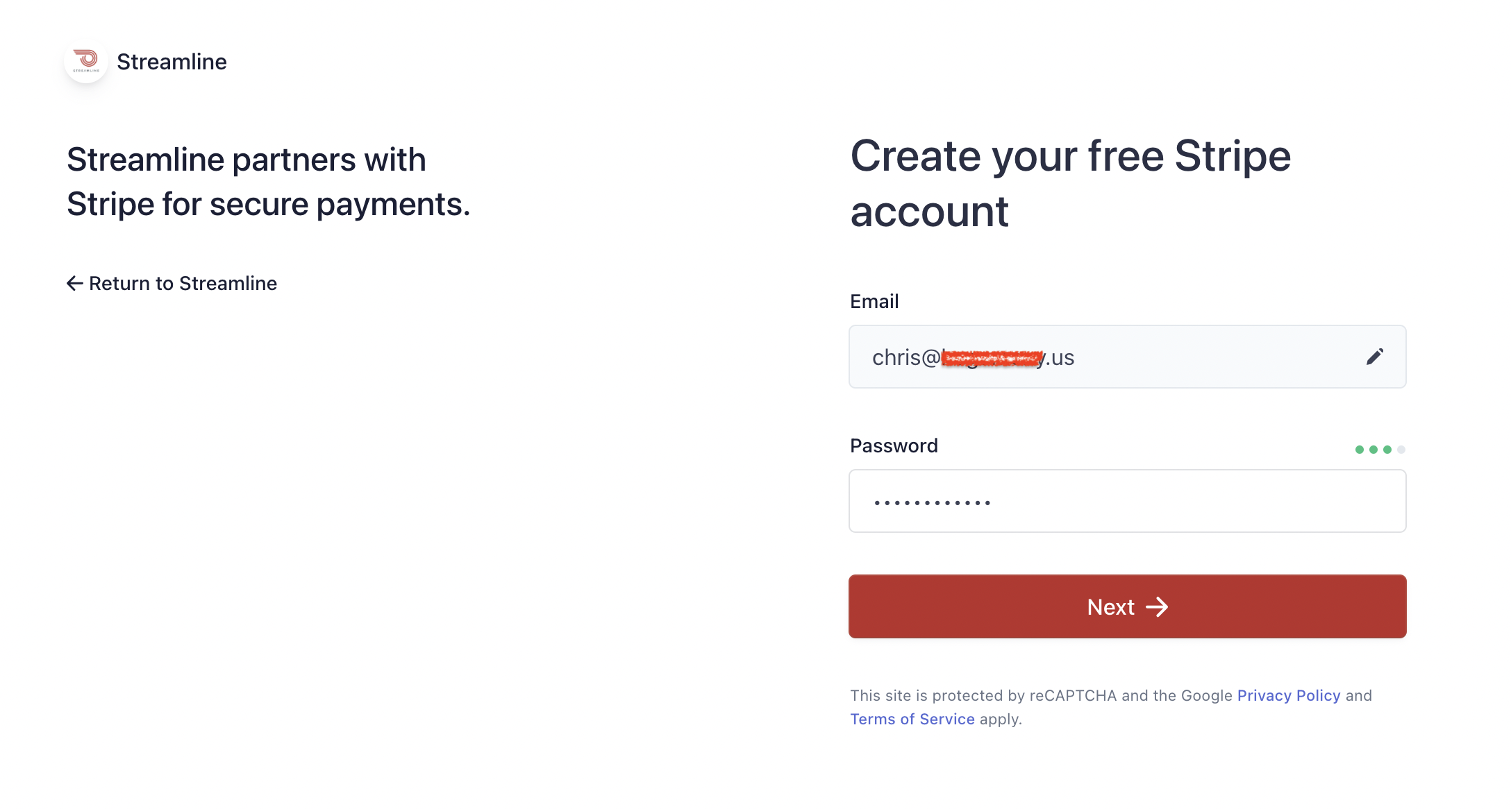 Creating your Stripe account for Streamline Payments